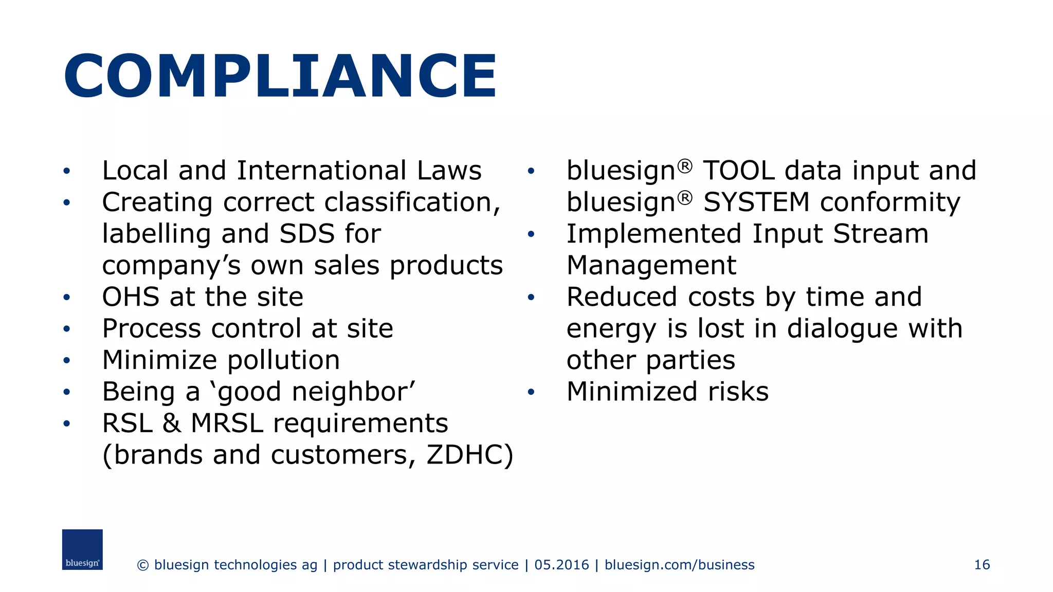 bluesign PRODUCT STEWARDSHIP SERVICE | PDF