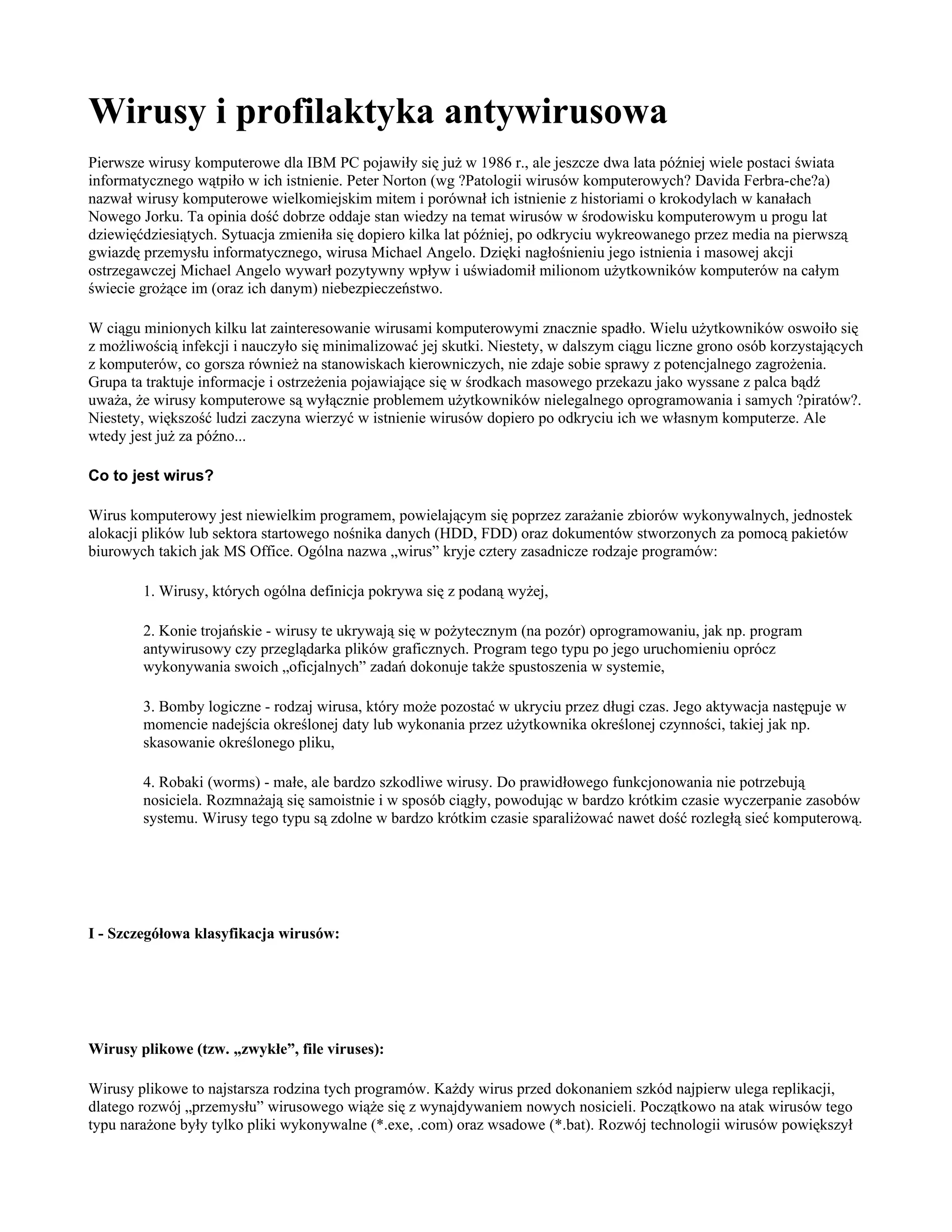 Wirusy i profilaktyka antywirusowa | DOC