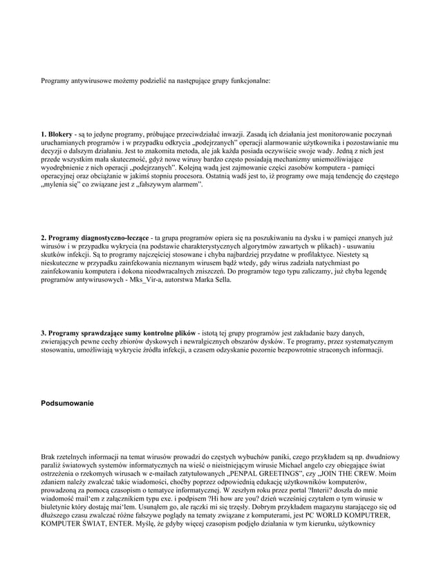 Wirusy i profilaktyka antywirusowa | PDF