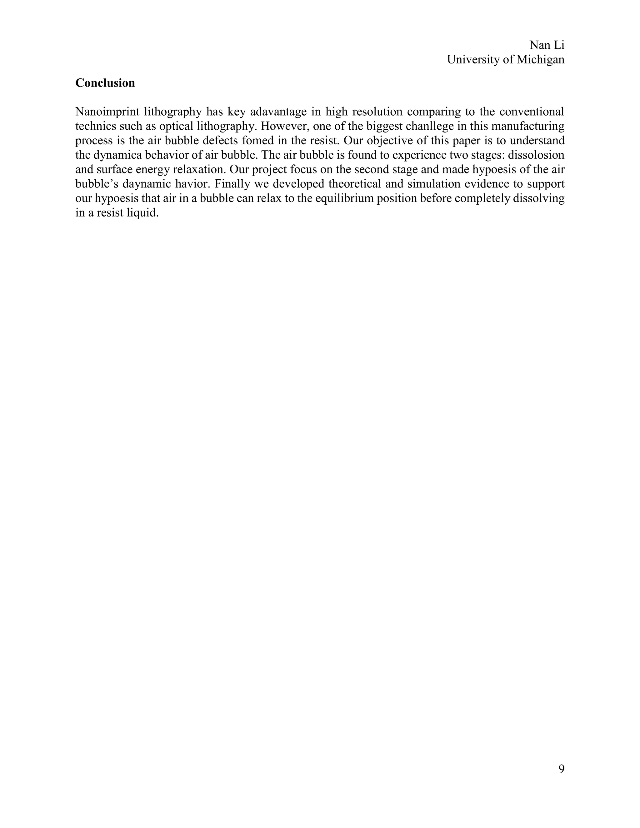 Air Bubble Defects in Dispensing Nanoimprint Lithography-Nan Li | PDF