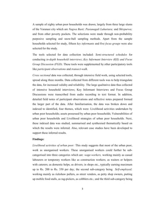 Abstract- Livelihoods of the urban Poor in Varanasi City- Arun Keshav ...