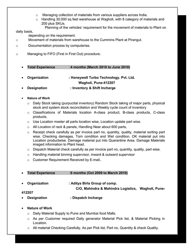 CURRICULUM VITAE-SOMNATH JAGTAP | DOC | Logistics | Business