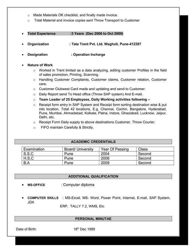 CURRICULUM VITAE-SOMNATH JAGTAP | DOC | Logistics | Business