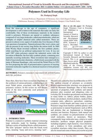 Polymers Used in Everyday Life | PDF