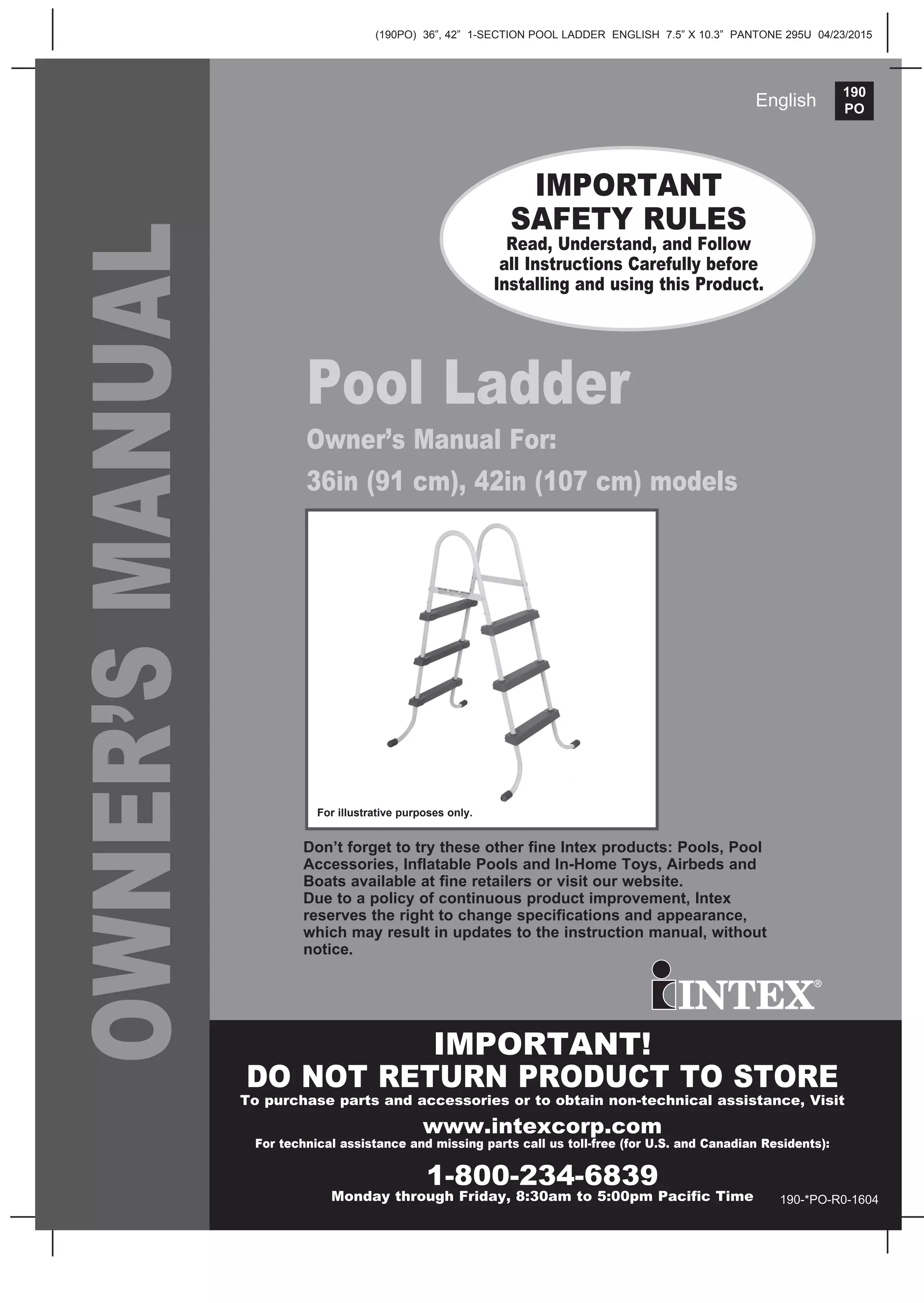 36 inch swimming pool ladder manual | PDF