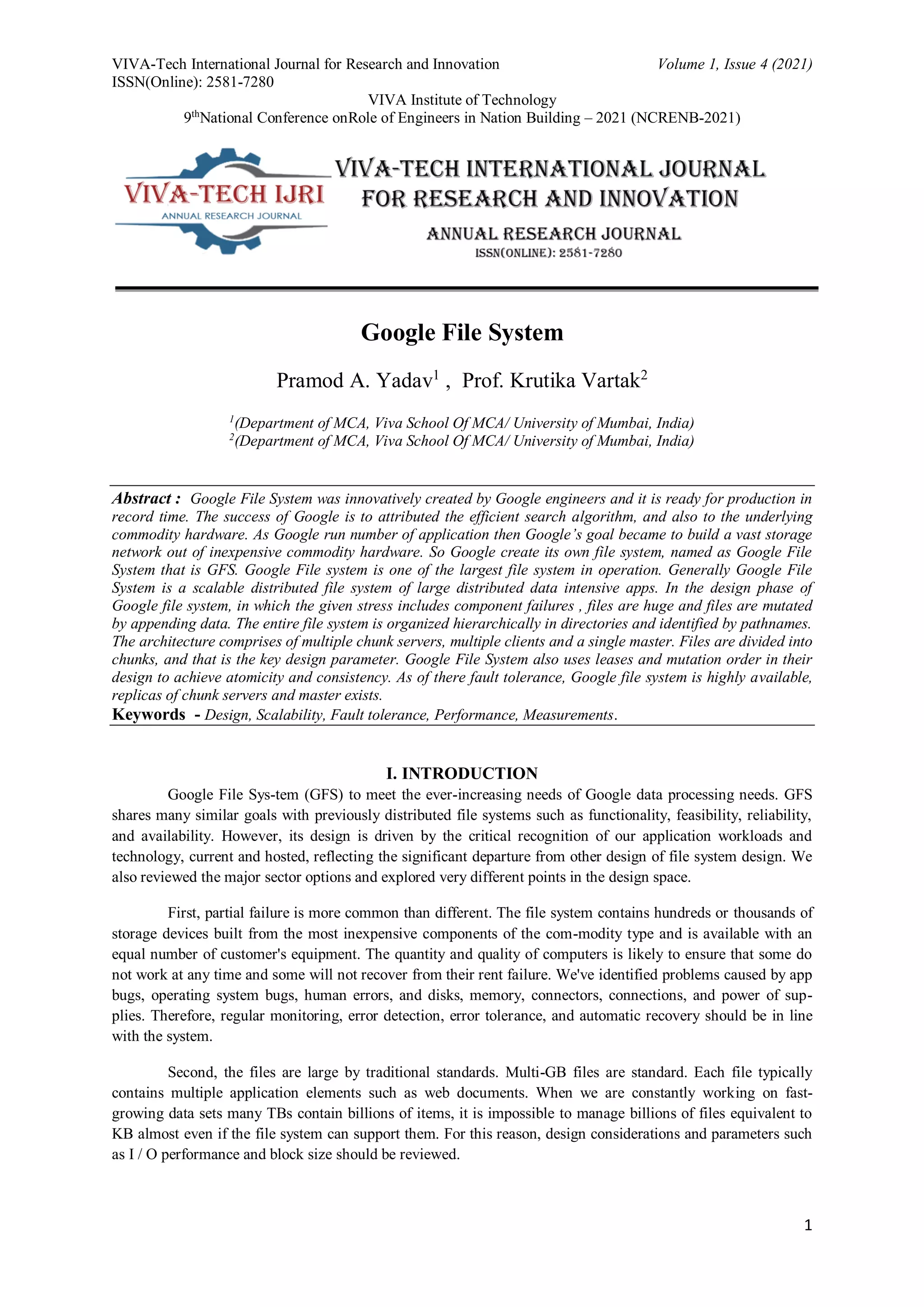 Google File System | PDF