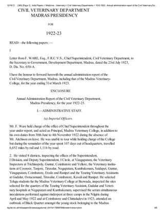 1910 1925 - civil veterinary department. madras. admin | PDF