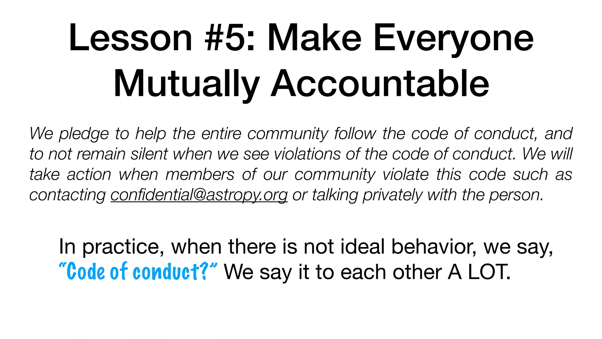 Lessons from the Astropy Code of Conduct | PPT