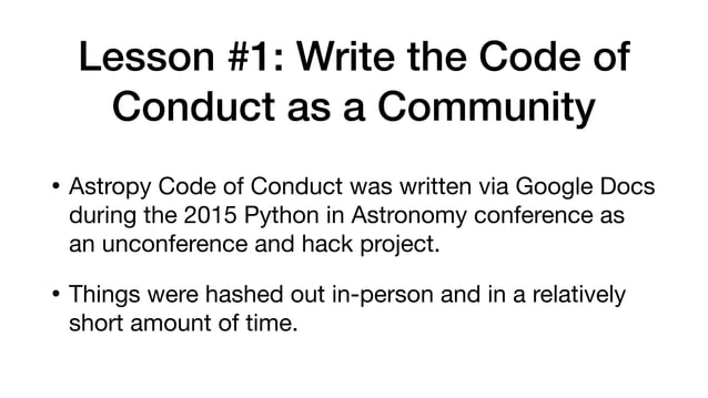 Lessons from the Astropy Code of Conduct | PPT