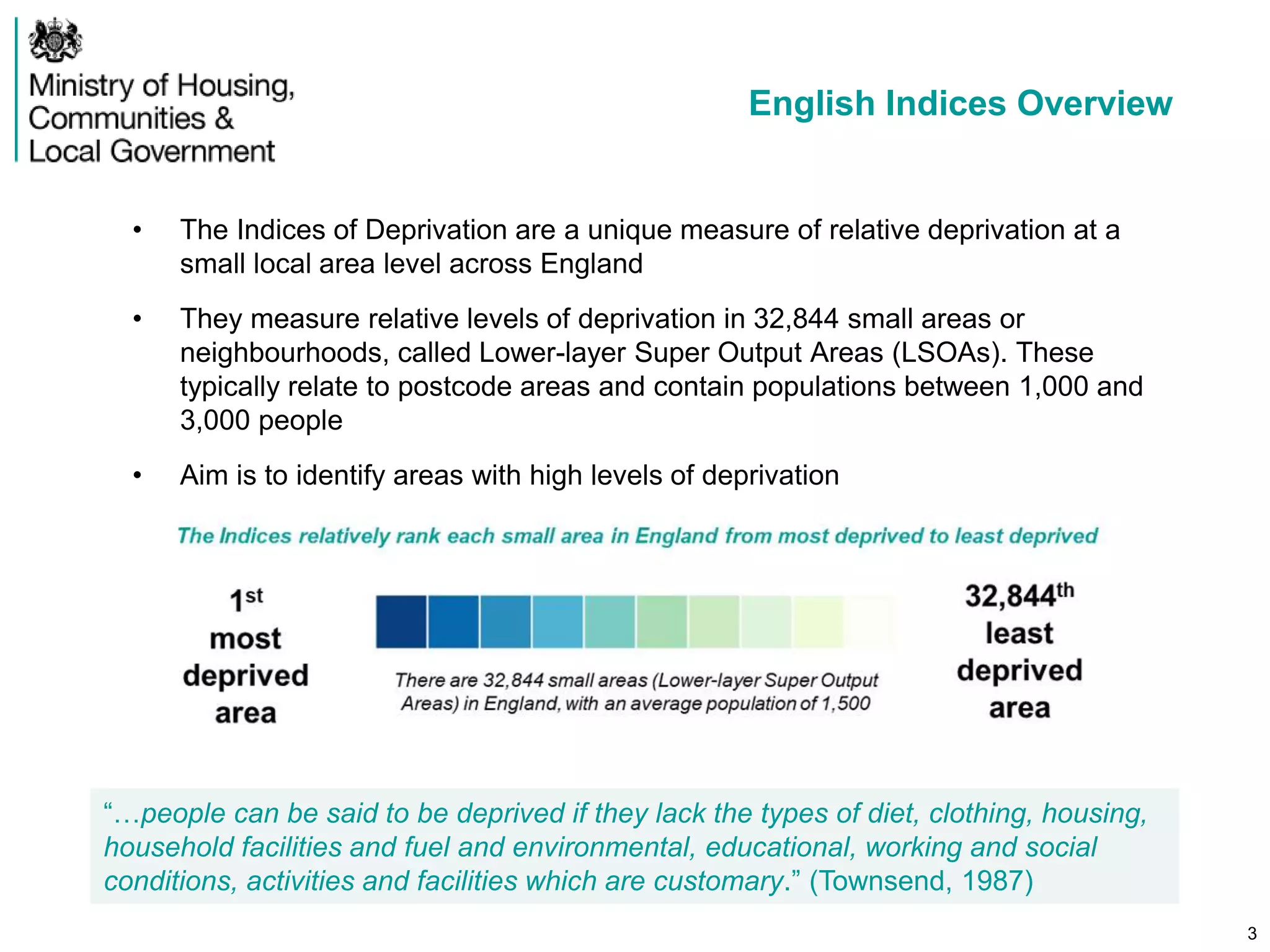 English Indices of Deprivation 2019 (IoD2019) - Digging the Data | PPT