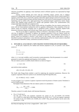 A New Chaotic System with Line of Equilibria: Dynamics, Passive Control and Circuit Design | PDF