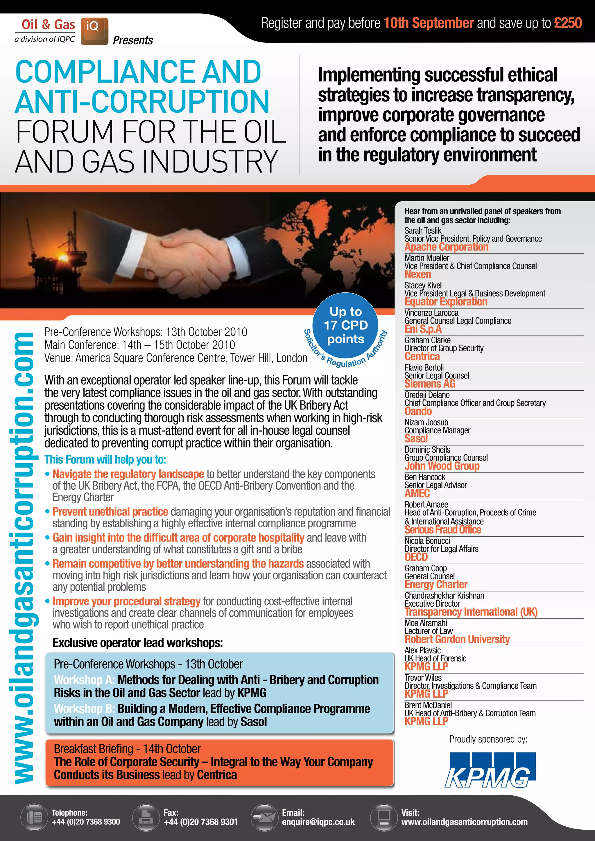 IQPC's Compliance and Anti-Corruption for the Oil and Gas Industry ...
