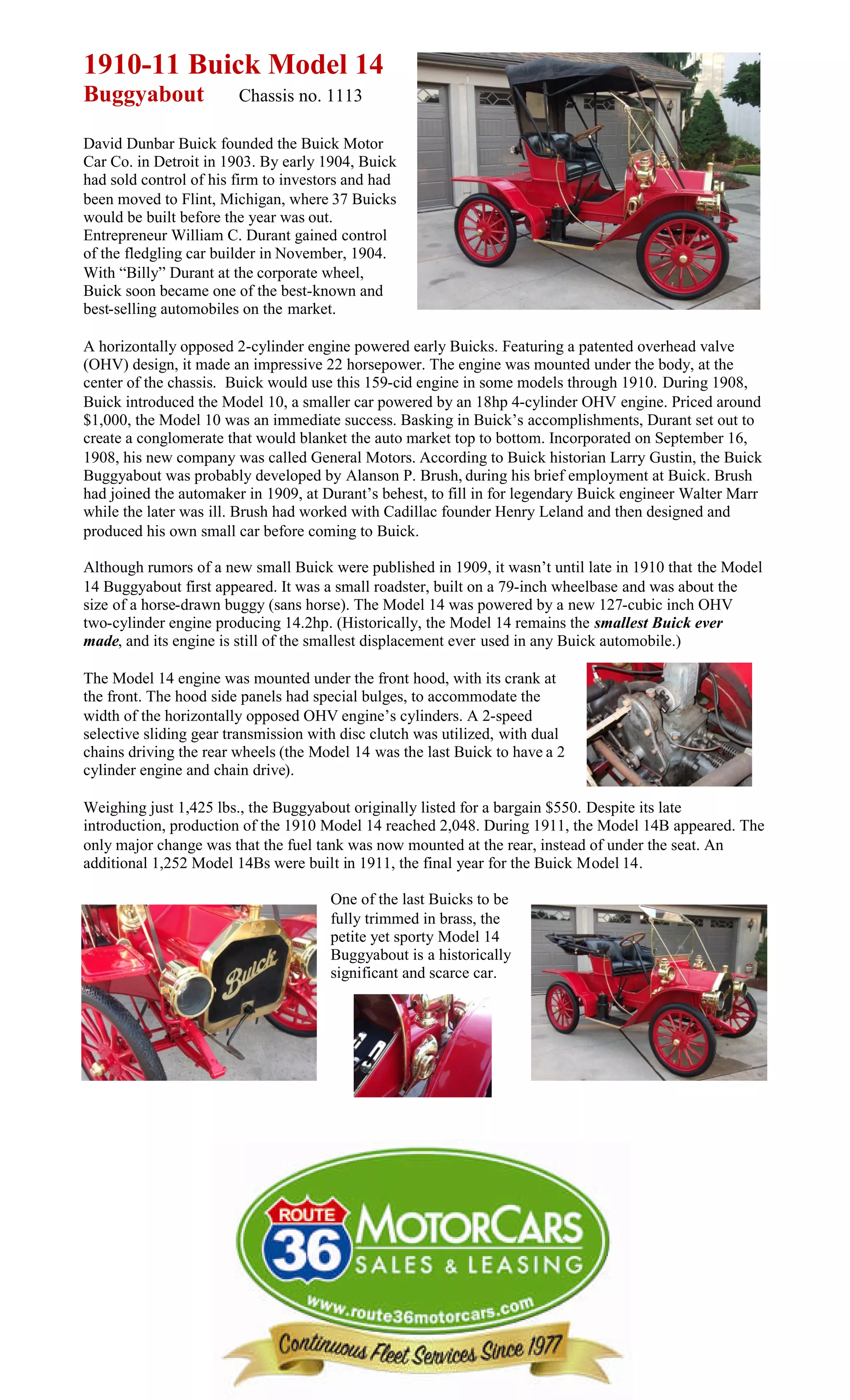 1910 Buick Model 14 Narrative | PDF