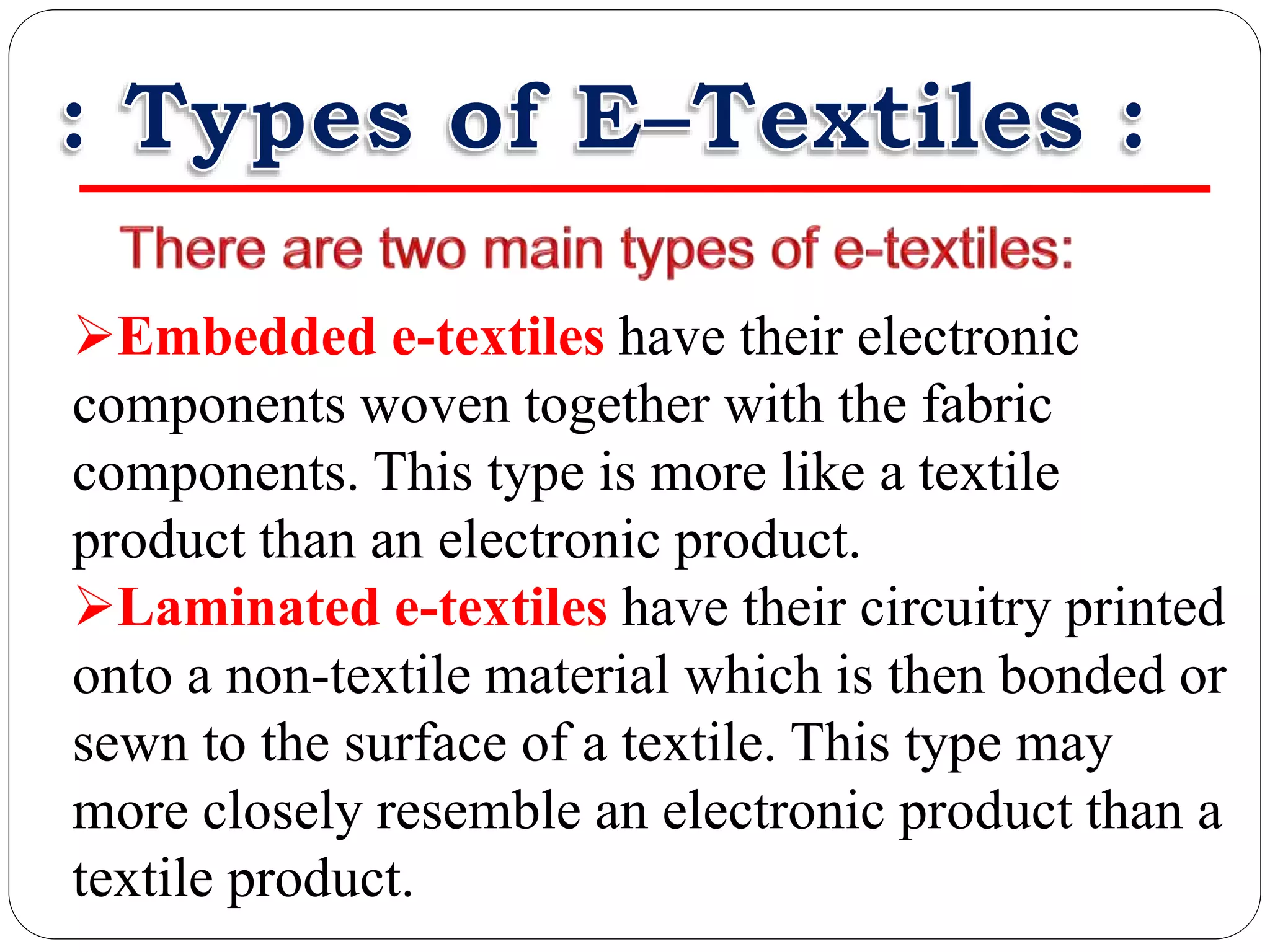 Applications of e-textile | PPTX