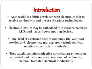 Applications of e-textile | PPT