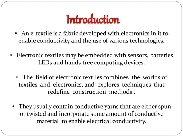 Applications of e-textile | PPT