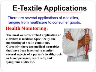 Applications of e-textile | PPT