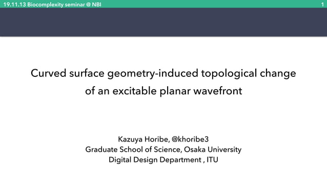 Curved surface geometry-induced topological change of an excitable ...