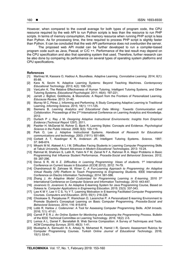 Remote Interpreter Api Model For Supporting Computer Programming Adaptive Learning Pdf