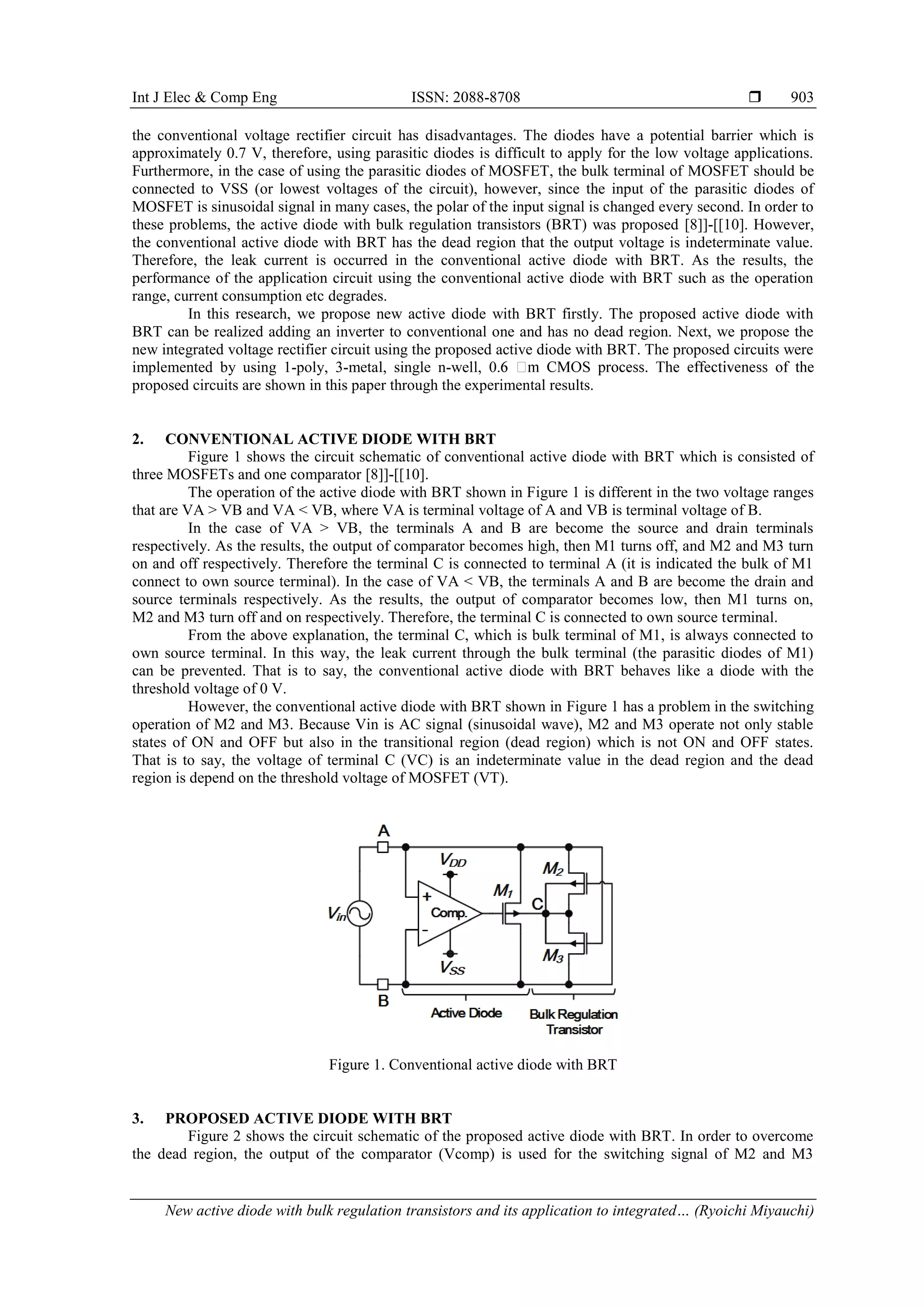 New active diode with bulk regulation transistors and its application to integrated voltage ...
