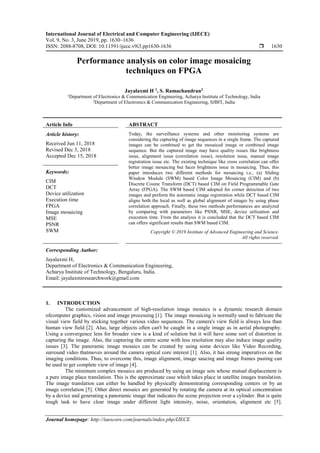 Performance analysis on color image mosaicing techniques on FPGA | PDF