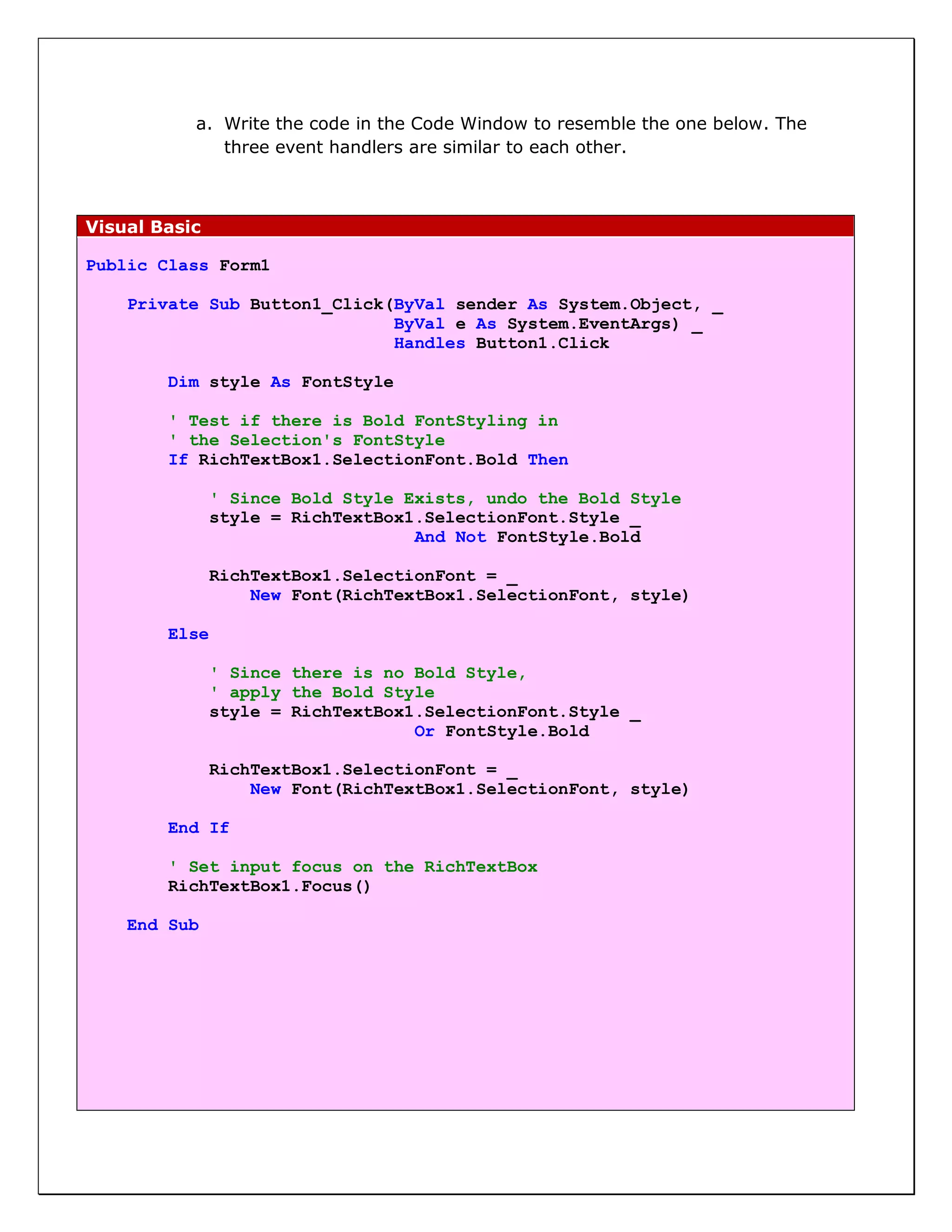 Apply Bold, Italic and Underline to Selected Text in a RichtextBox using Visual Basic.Net - Part ...