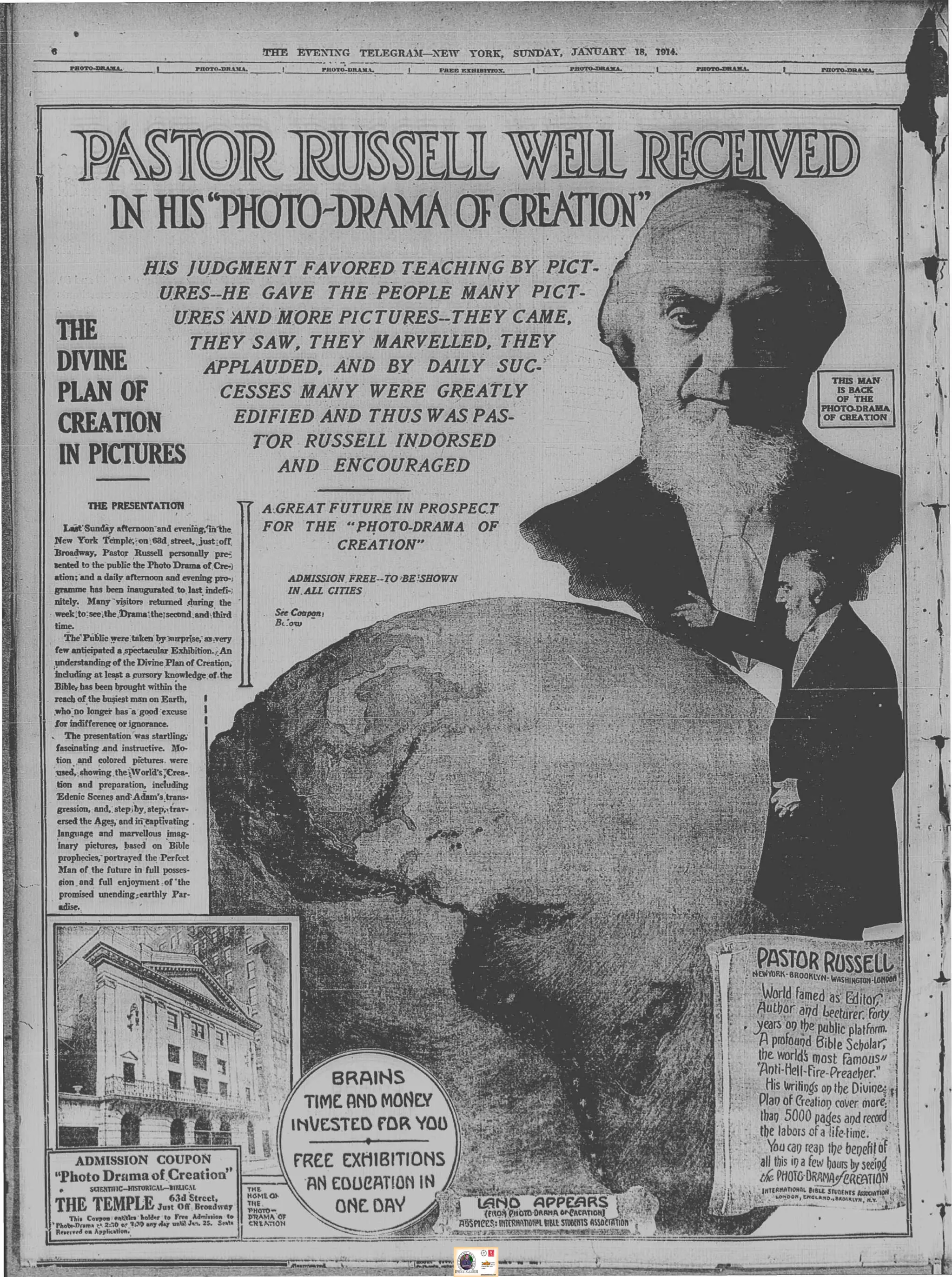 1914 photo drama newspaper watchtower documents | PDF