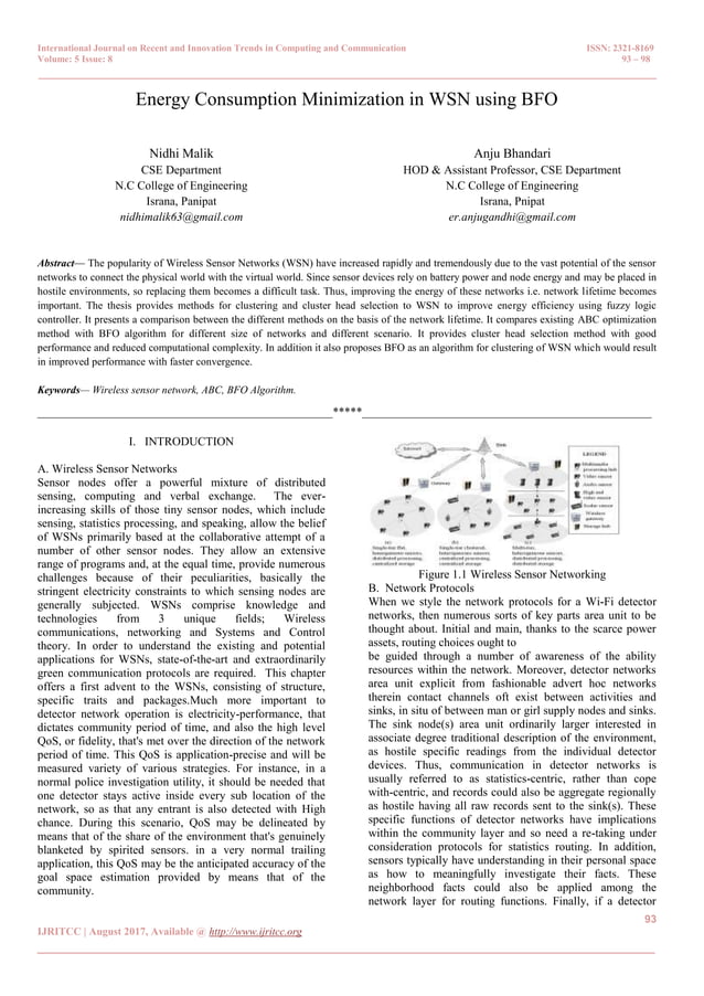 Energy Consumption Minimization in WSN using BFO | PDF