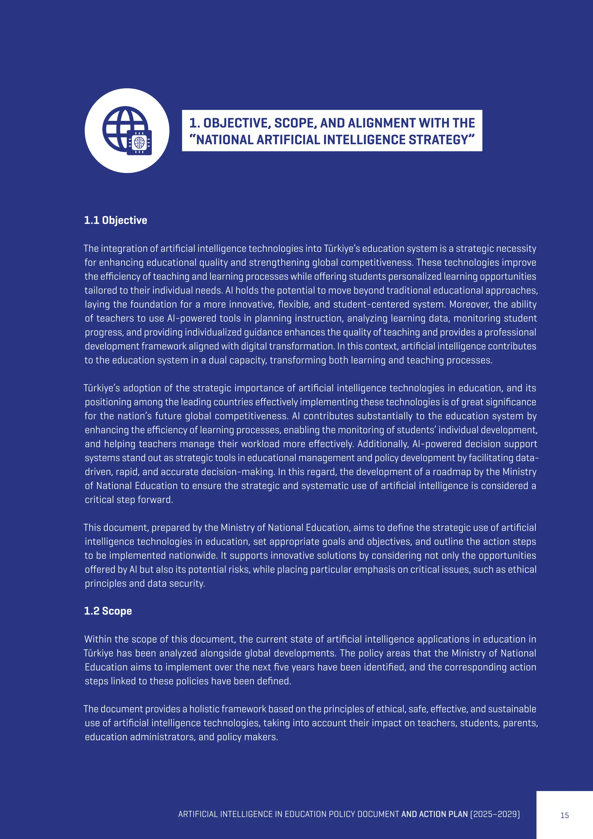 ARTIFICIAL INTELLIGENCE IN EDUCATION POLICY DOCUMENT AND ACTION PLAN ...
