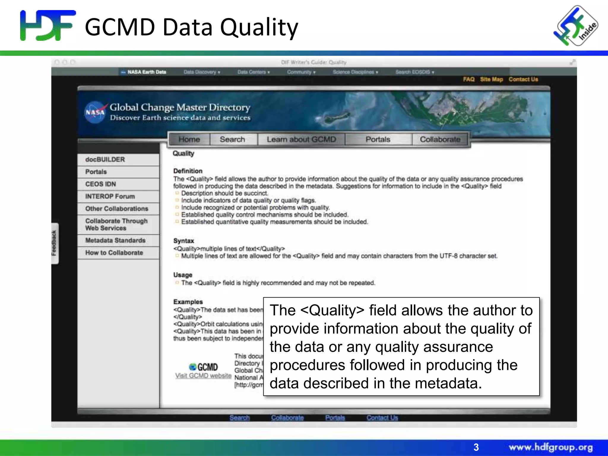 Can ISO 19157 support current NASA data quality metadata? | PPT