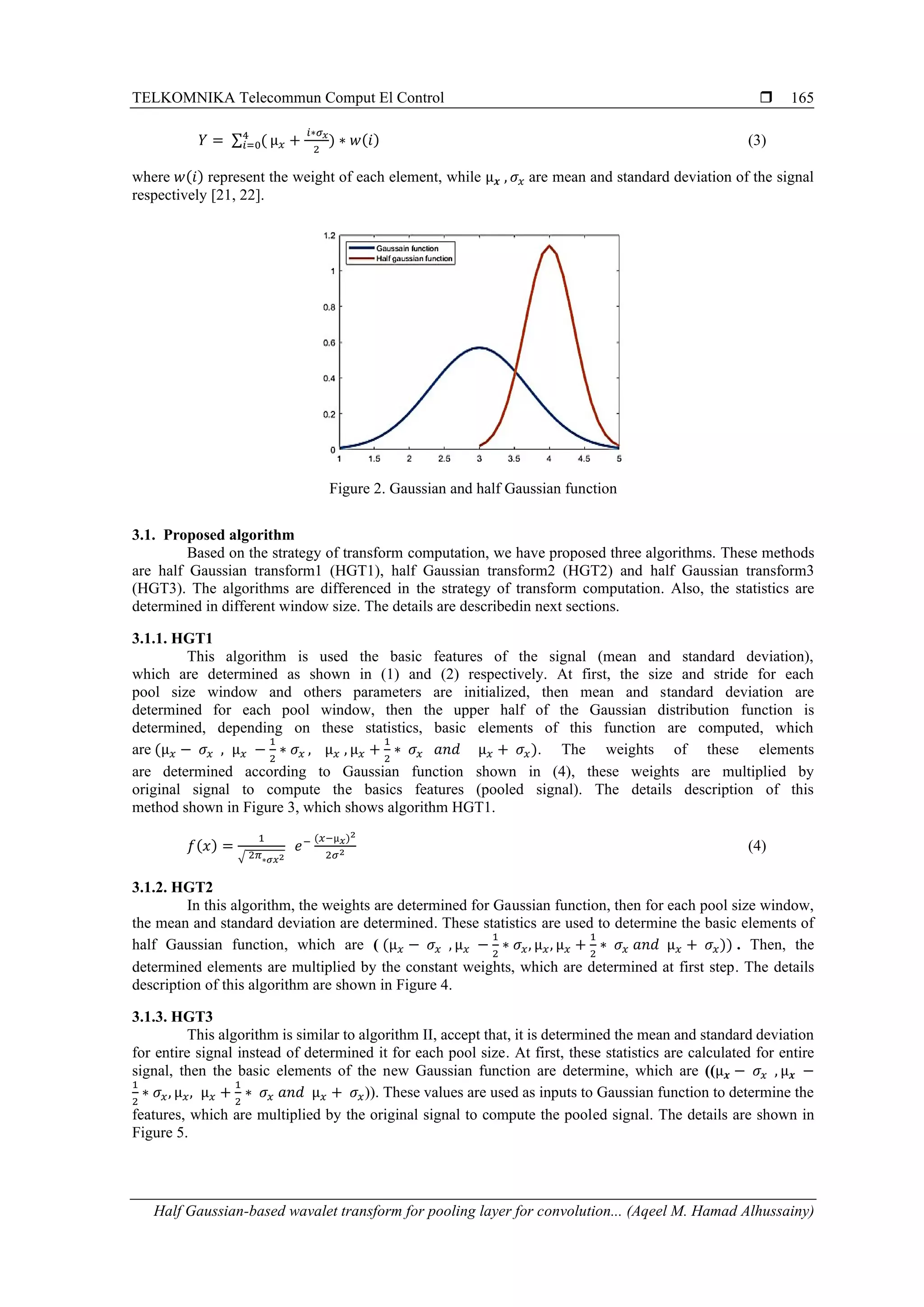 Half Gaussian Based Wavelet Transform For Pooling Layer For Convolution