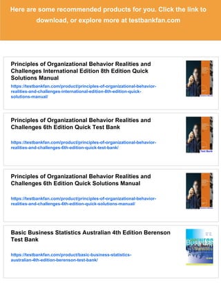 Principles of Organizational Behavior Realities and Challenges ...