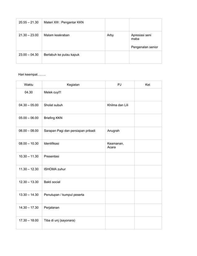 SUSUNAN ACARA PKMJ | PDF