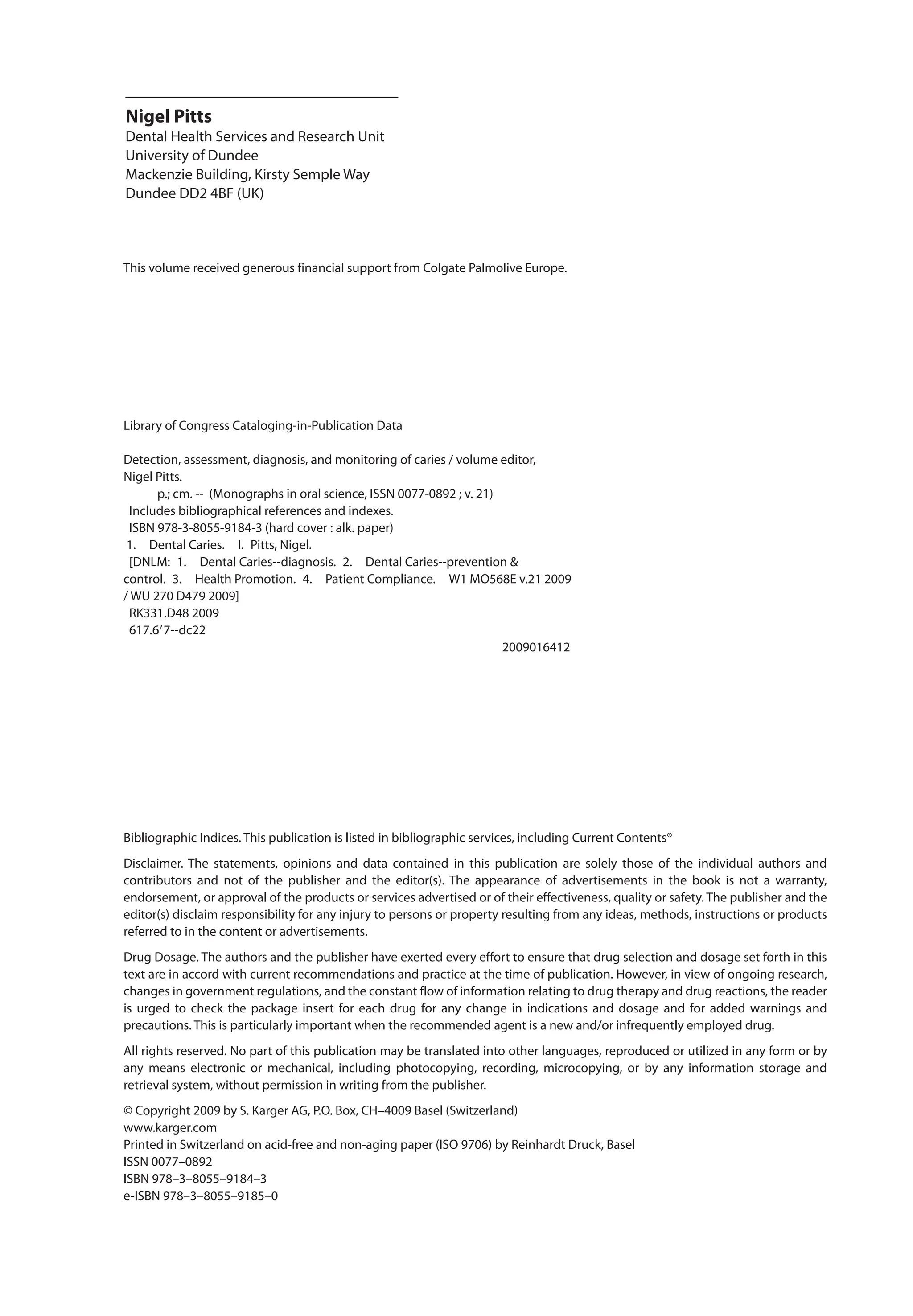 Detection Assessment Diagnosis and Monitoring of Caries 1st Edition ...