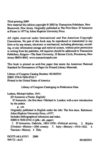 Dannunzio The First Duce Michael A Ledeen | PDF