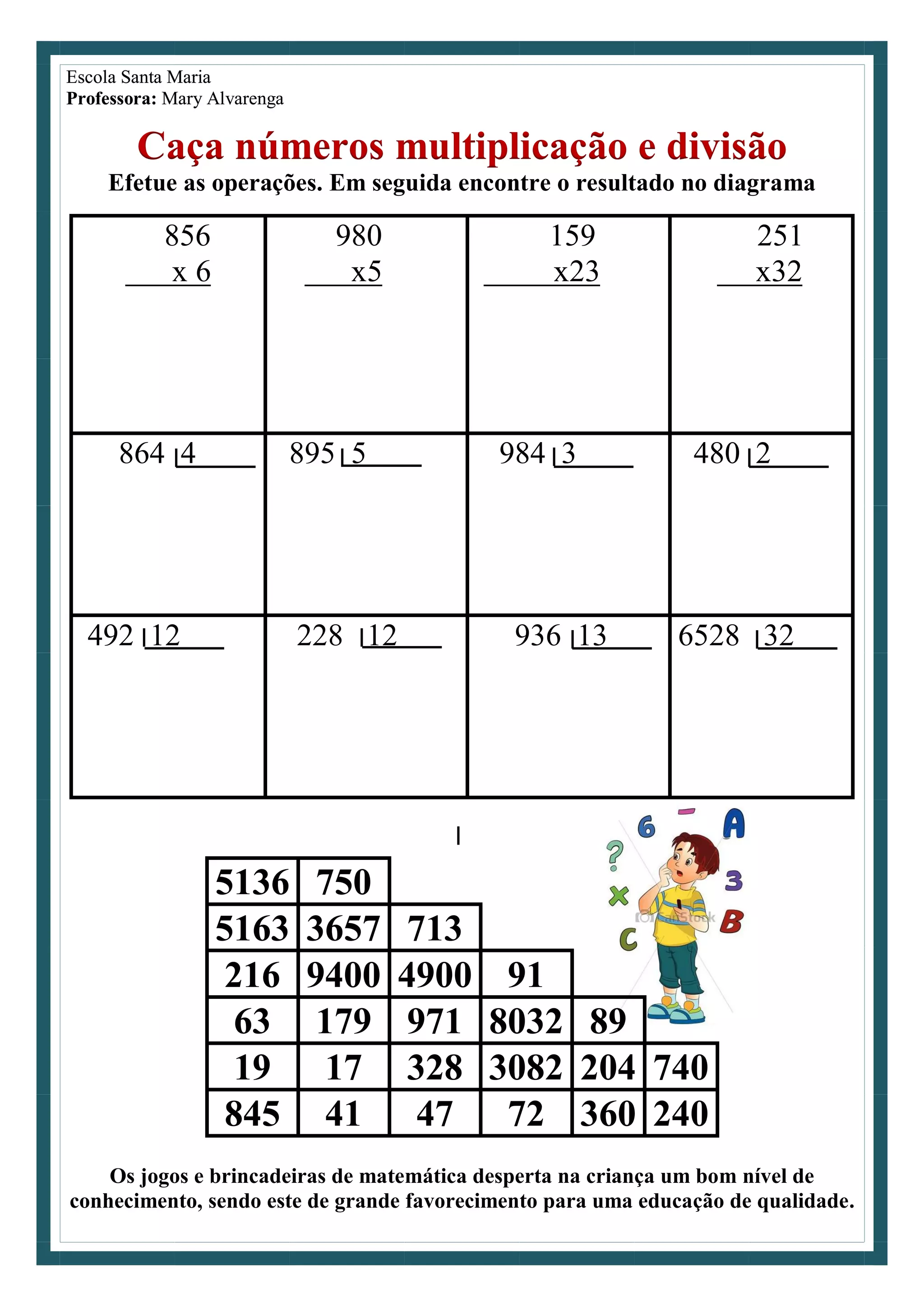 Caça Números Com Resposta - NAZAEDU