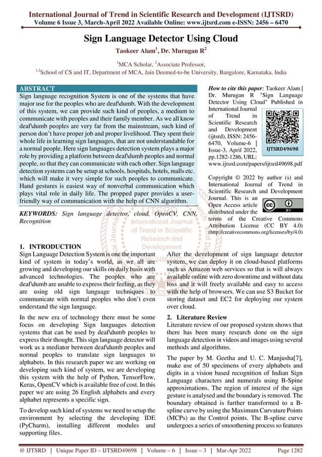 Sign Language Detector Using Cloud | PDF