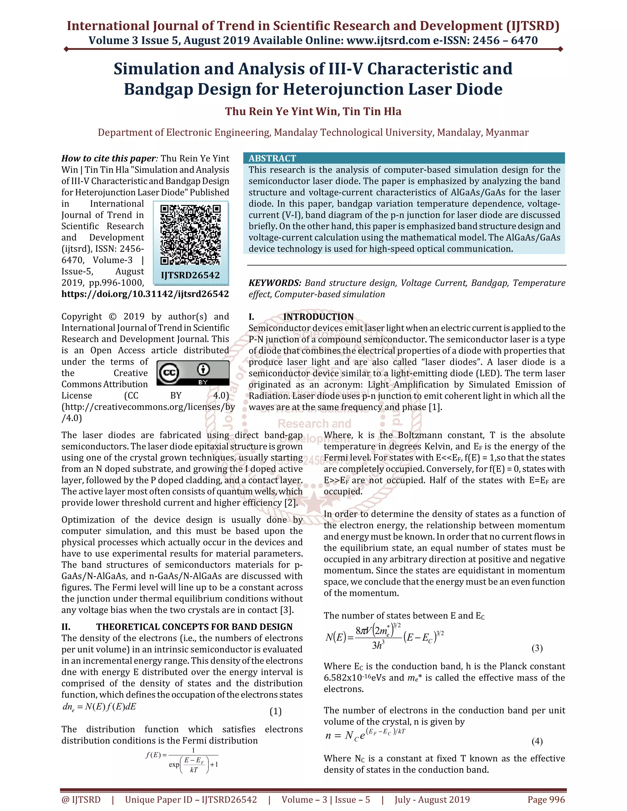 Simulation and Analysis of III V Characteristic and Bandgap Design for ...