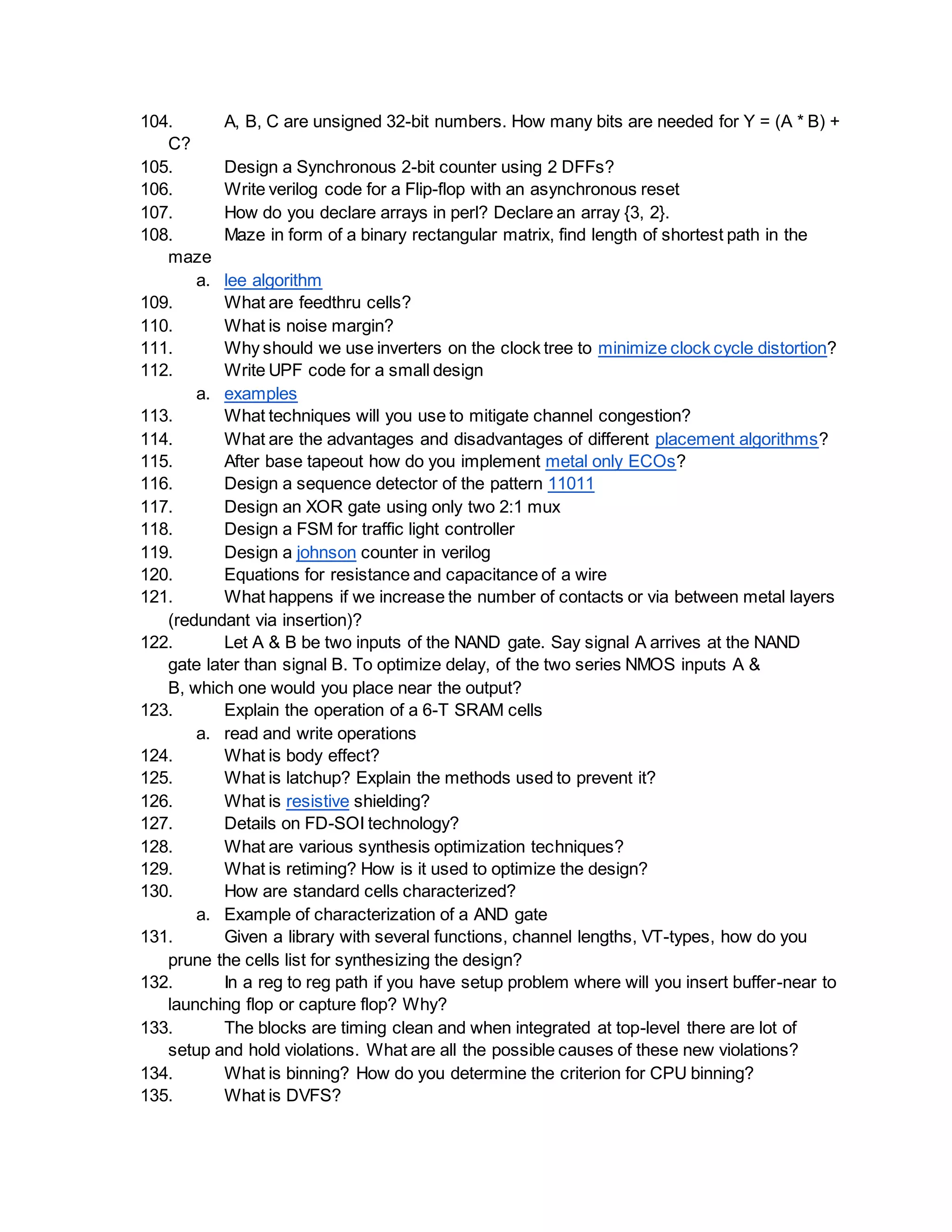 Vlsi interview questions compilation | DOCX
