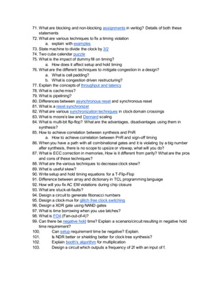 Vlsi interview questions compilation | DOCX