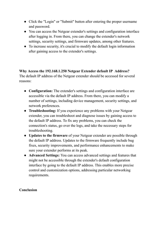192.168.1.250 Netgear Extender Default IP | PDF