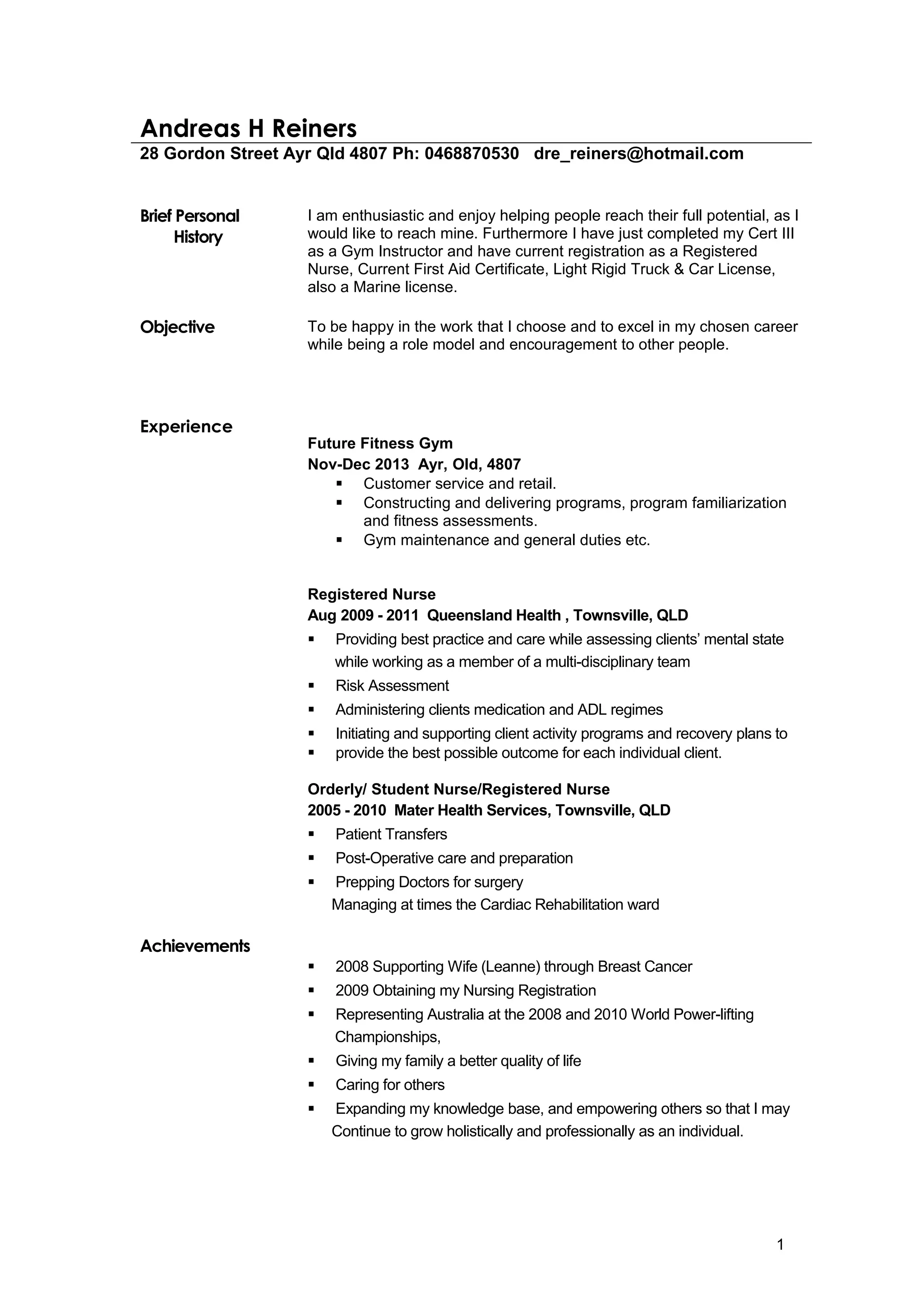 Current Resume Fitness | DOC