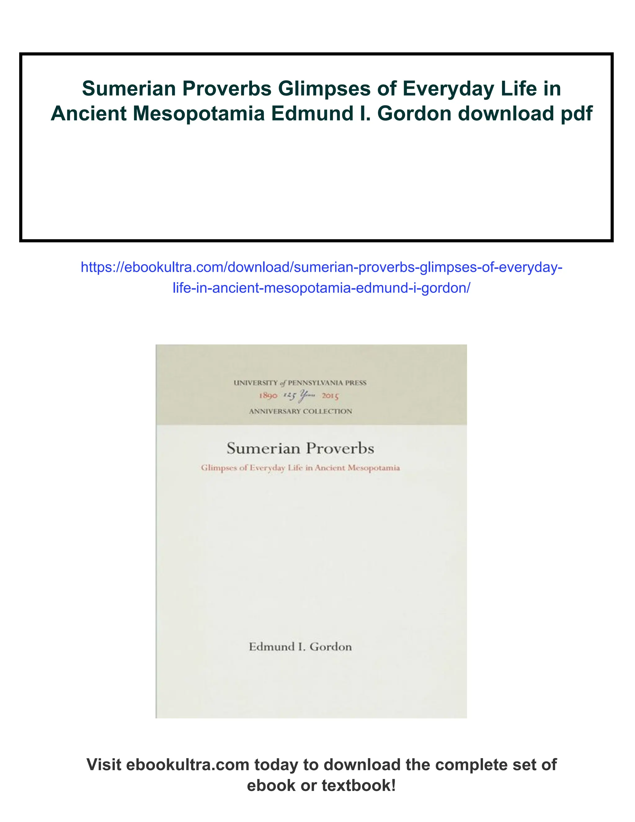 Sumerian Proverbs Glimpses of Everyday Life in Ancient Mesopotamia ...