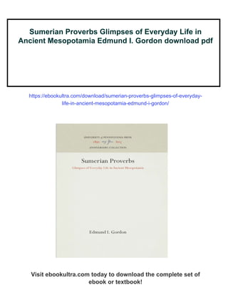 Sumerian Proverbs Glimpses of Everyday Life in Ancient Mesopotamia ...