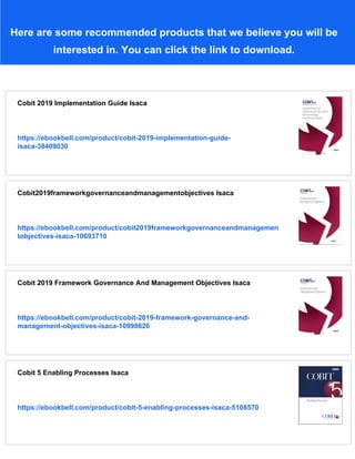 Cobit 2019 Design Guide Designing An Information And Technology Governance Solution Isaca | PDF