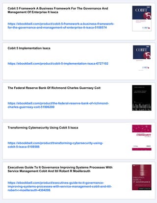 Cobit 2019 Design Guide Designing An Information And Technology ...