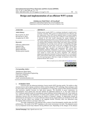 Design and implementation of an efficient WPT system | PDF
