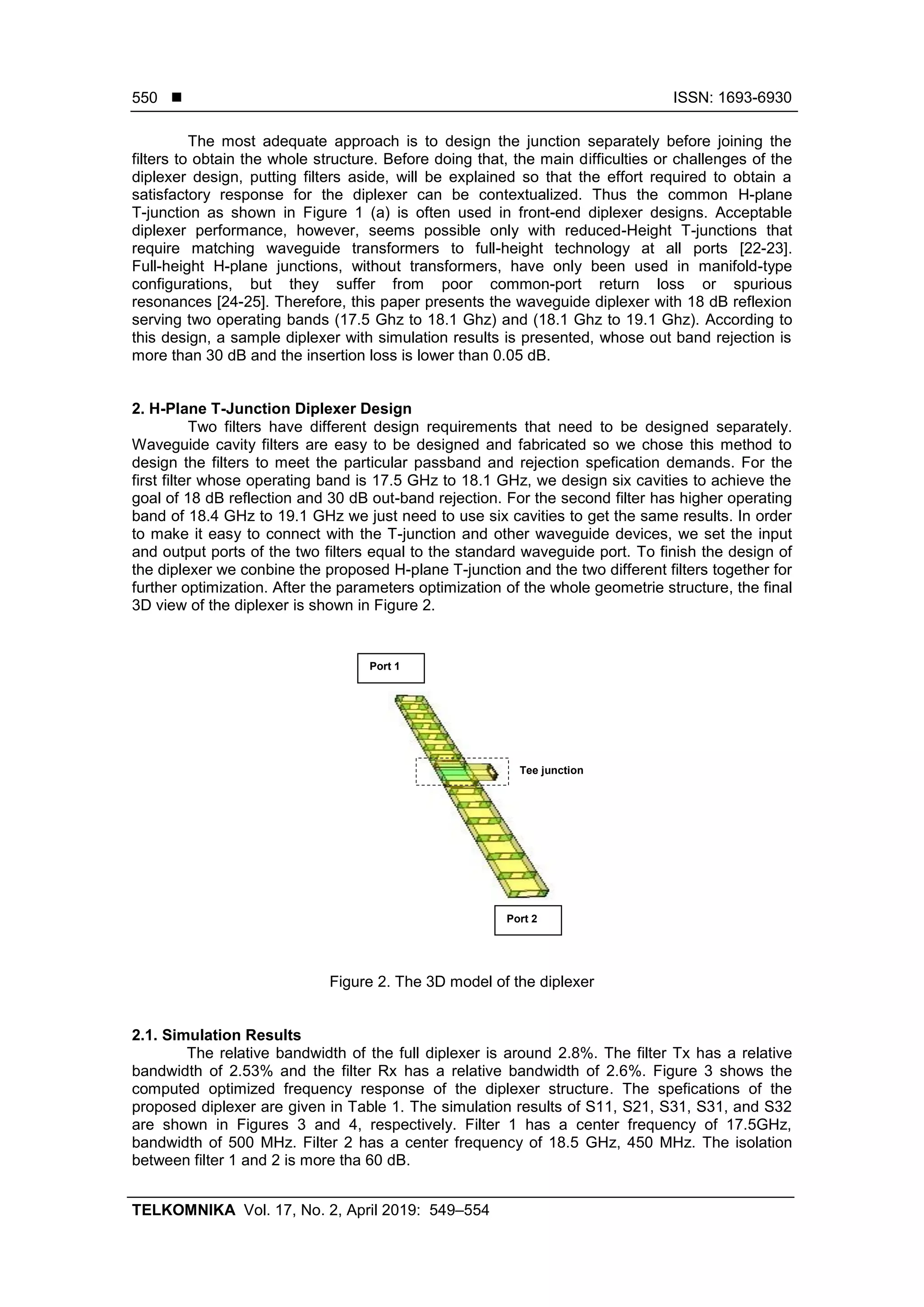 K-band waveguide T-junction diplexer for satellite communication | PDF