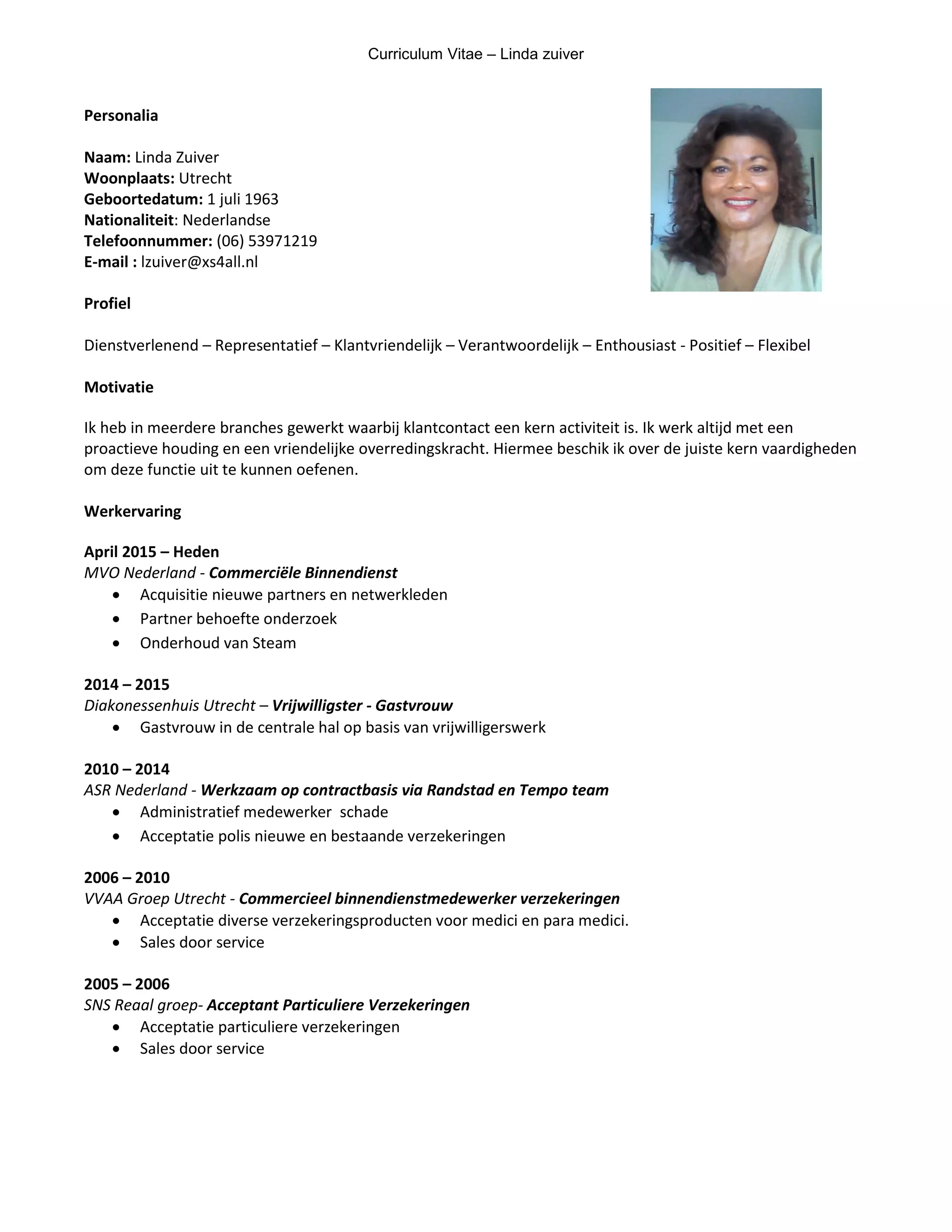 Curriculum Vitae Linda Zuiver | PDF