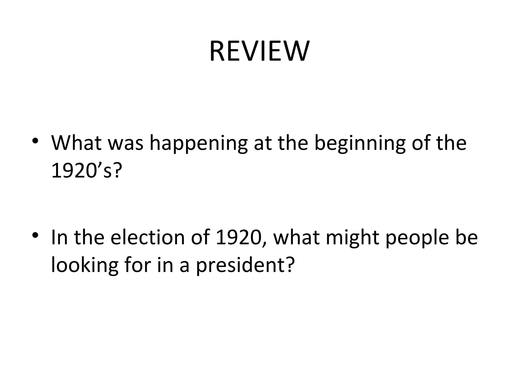 1920s Lecture 2 Harding And Coolidge | PPT